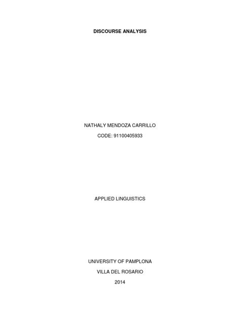 Discourse Analysis Pdf Clause Linguistics