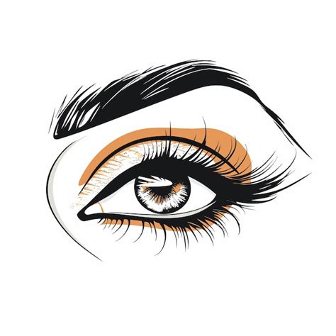 눈 주위에 검은 선이 있는 여자의 눈의 그림 프리미엄 벡터