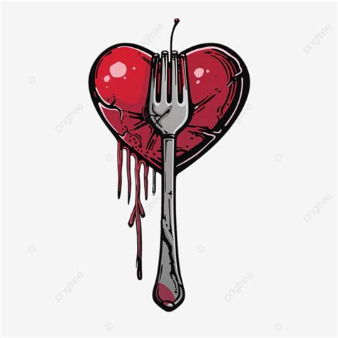 포크에 찔린 만화 심장 스티커 상표 만화 그림 Png 일러스트 및 이미지 에 대한 무료 다운로드 Pngtree