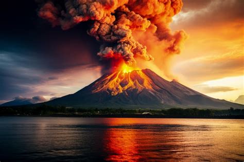 premium photo volcano explosively discharges magma gases and ash into