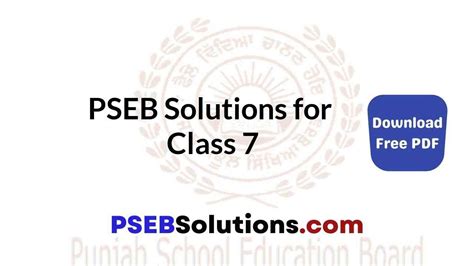 Pseb Solutions For Class 7 Pseb 7th Class Books Solutions Guide In Punjabi English Medium