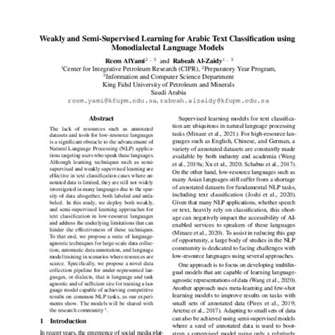 Weakly And Semi Supervised Learning For Arabic Text Classification Using Monodialectal Language