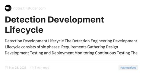 Detection Development Lifecycle