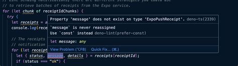 Expo Server Sdk Node Property Message Does Not Exist On Type ExpoPushReceipt Issue