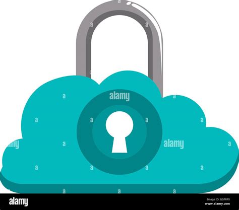 Padlock Cloud Security System Protection Icon Vector Graphic Stock