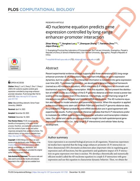 Pdf 4d Nucleome Equation Predicts Gene Expression Controlled By Long