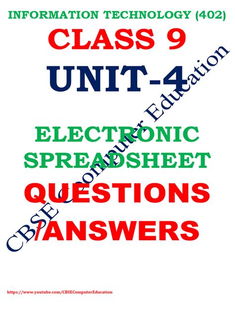 Unit 4 Question Answer Pdf Spreadsheet Worksheet