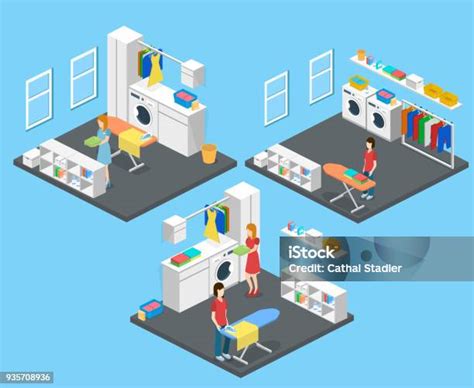 세탁 이나 청소세탁기 및 철 아이소메트릭 3d 벡터 일러스트 레이 션 개념에 대한 스톡 벡터 아트 및 기타 이미지 개념 개념과 주제 건조한 Istock