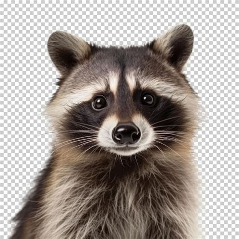 투명 한 배경에 고립 된 너구리 얼굴 샷 프리미엄 Psd 파일