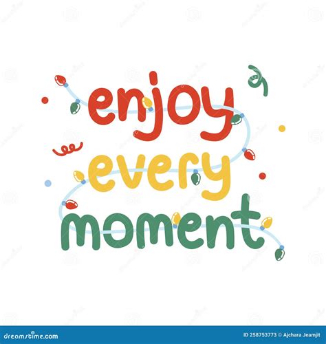Enjoy Every Moment Word Hand Drawn With Lightcute Cartoon Font Stock Enjoy Every Moment Word Hand Drawn With Lightcute Cartoon Font Stock