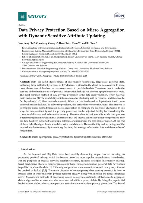 Pdf Data Privacy Protection Based On Micro Aggregation With Dynamic