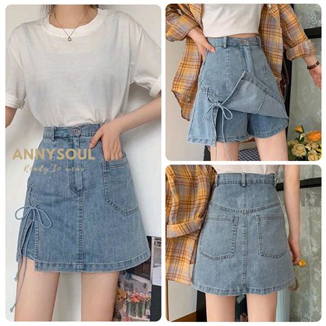 กางเกงยีนส์ขาสั้น กางเกงกระโปรง สไตล์เกาหลี การออกแบบที่รักสดใส แมทซ์กับเสื้อผ้าสวยๆ Annysoul