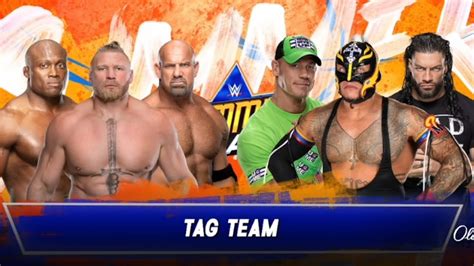 مسابقه ری مستریو جان سینا و رومن رینز مقابل براک لزنر گلدبرگ و بابی لشلی دربازی کشتی کج ۲۰۲۲ ️ ️