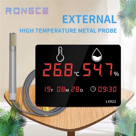 Lab Equipment Temperature Hygrometer With Probe Clock Humidity China Thermometer Probe And