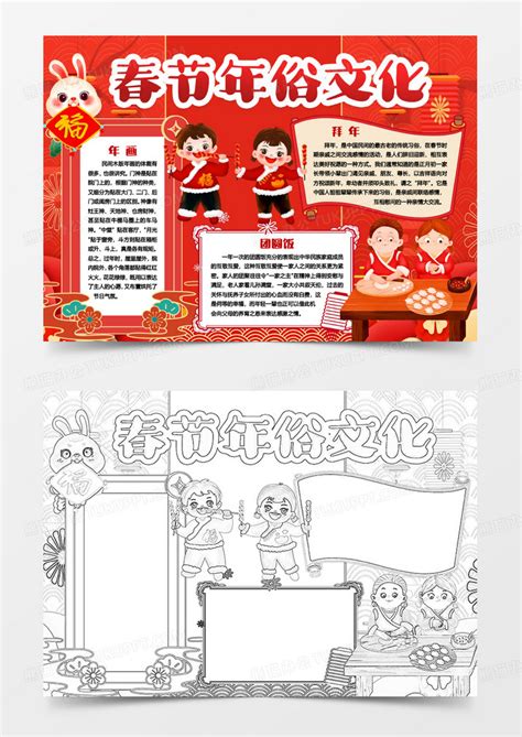 春节习俗传统小报手抄报WORD模版模板下载 小报 图客巴巴
