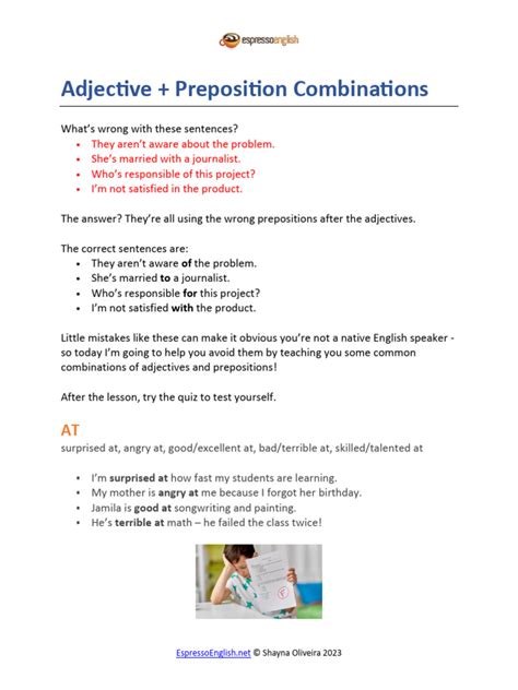 Free Pdf Adjective Preposition Combinations Pdf Self Improvement Wellness