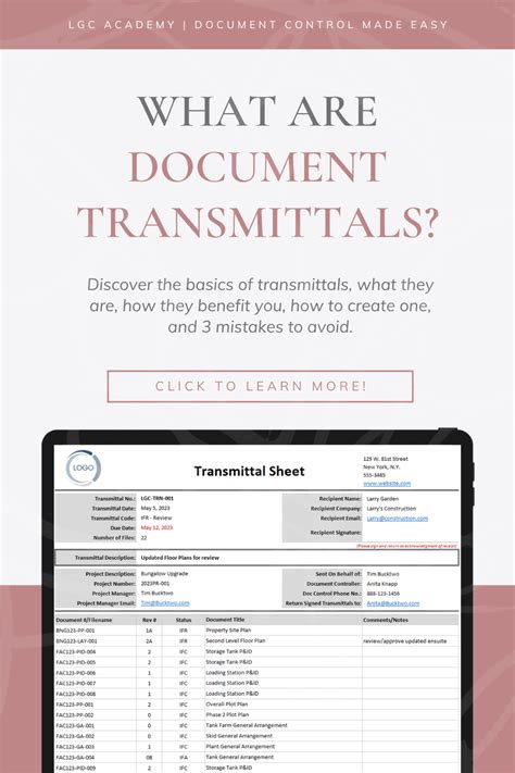 What Are Document Transmittals Transmittal Form Basics Lgc Academy