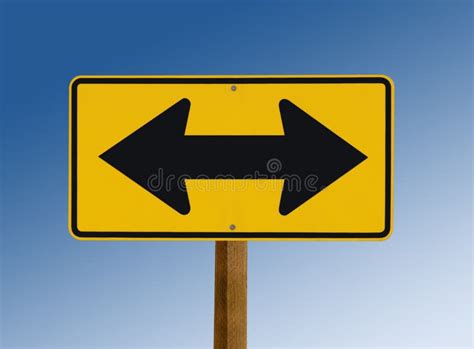 Yellow Street Sign Showing Two Arrows Stock Image Image Of Signpost