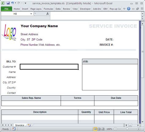 Download Free Service Invoice Template By OFFICE KIT COM V Software