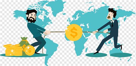 비즈니스 경쟁 개념 남자는 동전을 끌고 Png Pngwing