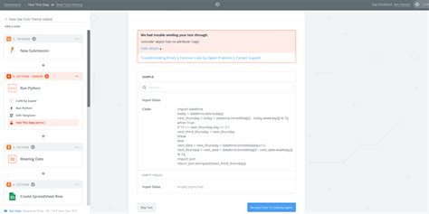 Json Zapier Gives Error `unicode Object Has No Attribute Copy` For Python Script Stack