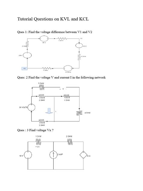 Questions Kvl And Kcl 2 Pdf Teaching Methods And Materials