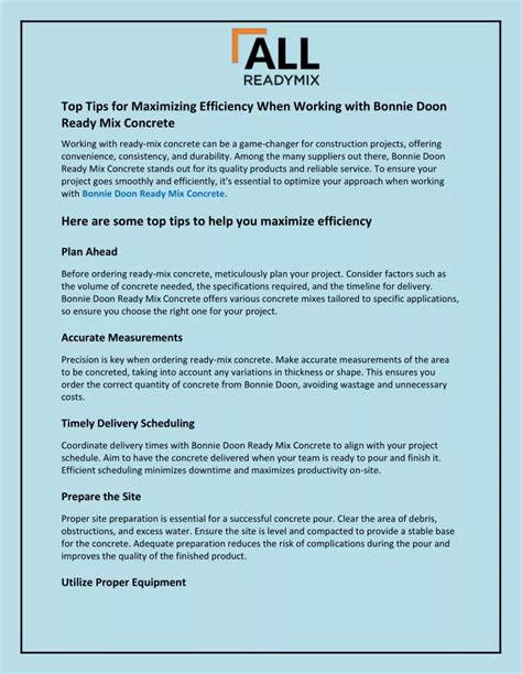 Ppt Top Tips For Maximizing Efficiency When Working With Bonnie Doon