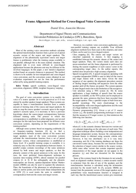 Pdf Frame Alignment Method For Cross Lingual Voice Conversion