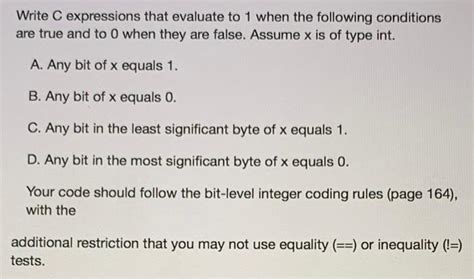 Solved Write C Expressions That Evaluate To 1 When The Following