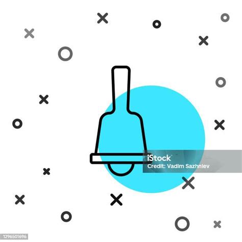 흰색 배경에 고립 된 검은 라인 메리 크리스마스 벨 아이콘 알람 기호 서비스 벨 핸드벨 기호 알림 임의동적 모양 벡터 검은색에 대한 스톡 벡터 아트 및 기타 이미지 Istock