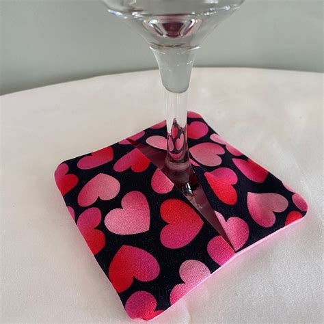 Valentine Heart Wine Glass Cozies Slippers Coasters And Etsy
