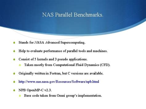 The Pfunc Implementation Of Nas Parallel Benchmarks Presenter