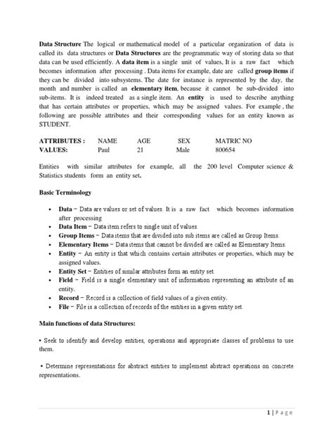 Com124 Data Structure Note 1 1 Pdf Queue Abstract Data Type