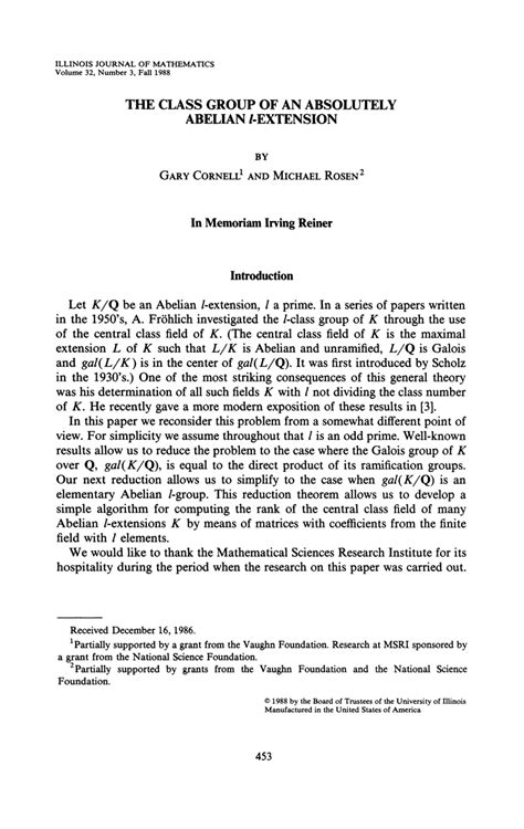 Pdf The Class Group Of An Absolutely Abelian L Extension