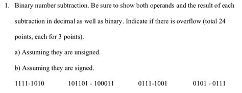 solved 1 binary number subtraction be sure to show both