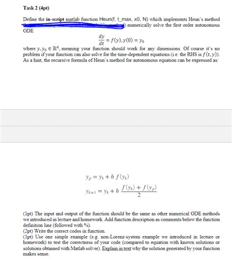 Solved Task 2 4pt Define The In Script Matlab Function