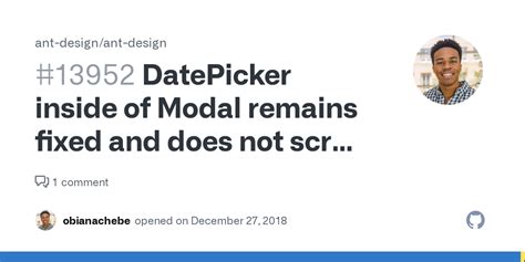 datepicker inside of modal remains fixed and does not scroll with modal