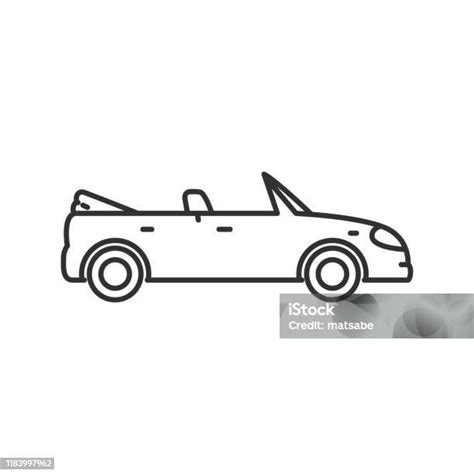 지붕이없는 자동차 쿠 페 형 자동차 편집 가능한 스트로크가 있는 선 Brand Name Domestic Car에 대한 스톡 벡터 아트 및 기타 이미지 Brand Name