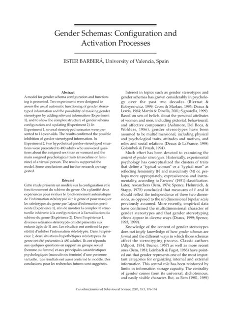 Gender Schema Configuration And Activation Pdf Conceptual Model