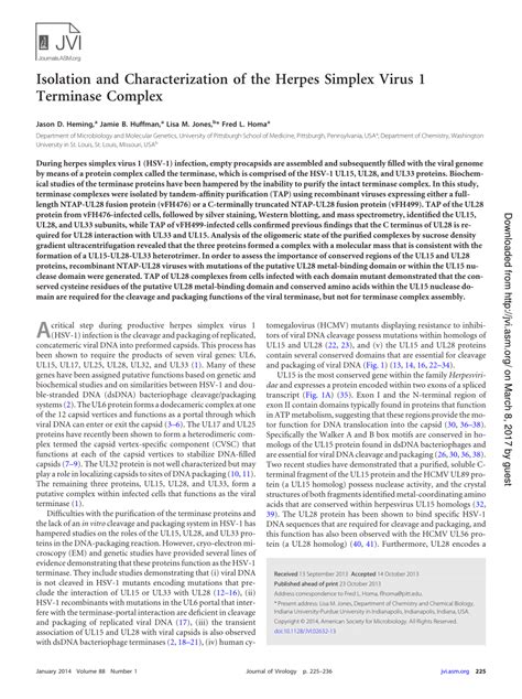 Pdf Isolation And Characterization Of The Herpes Simplex Virus 1