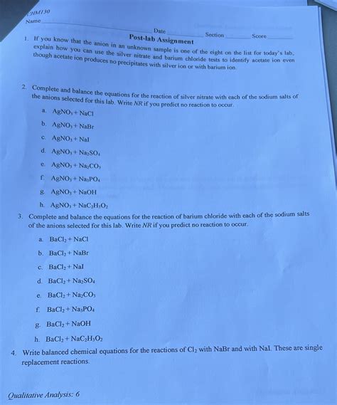[solved] chm 130 name date section score post lab assignment 1 if you know course hero