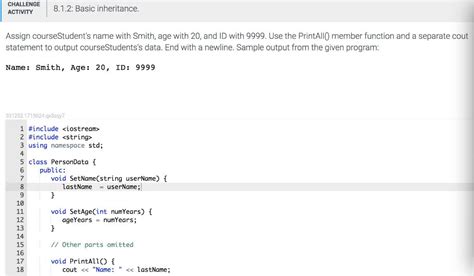 Solved Challenge Activity 812 Basic Inheritance Assign
