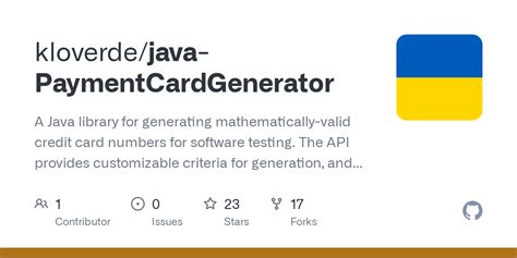 GitHub Kloverde Java PaymentCardGenerator A Java Library For