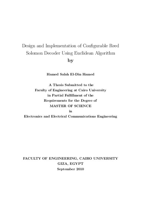Pdf Design And Implementation Of Configurable Reed Solomon Decoder Using Euclidean Algorithm
