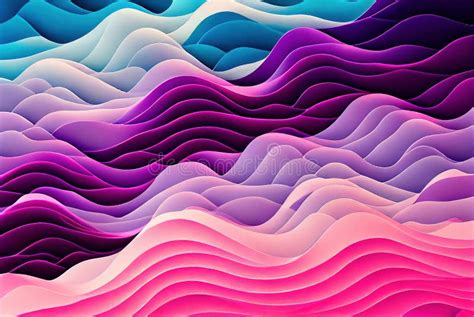 Sea Waves Pattern Abstract Background Volumetric Purple Pink And Blue Waves Texture Stock