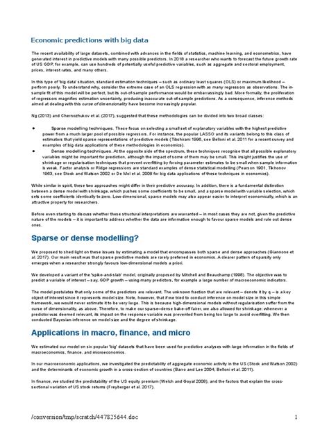 Economic Predictions With Big Data Pdf Ordinary Least Squares