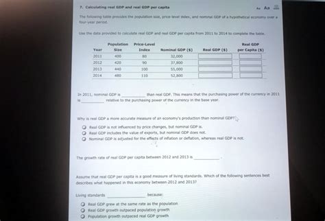 solved 7 calculating real gdp and real gdp per capita aaa inal gdp of