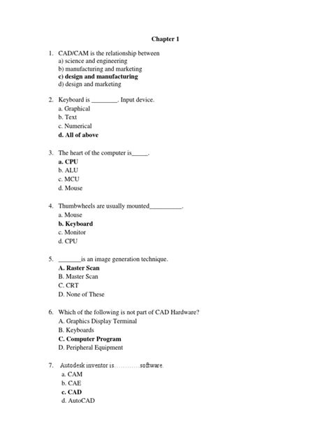 Cad Cam Cae Mcq Question Bank Pdf Numerical Control Computer