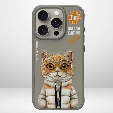 Nimmy 3d Winter Jacket Cat Leather Mobile Case For Iphone 15 Series G Cases N Straps