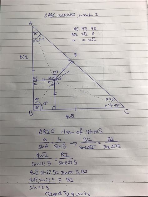 Trigonometry Isosceles Triangle Incenter Problem Solving Question